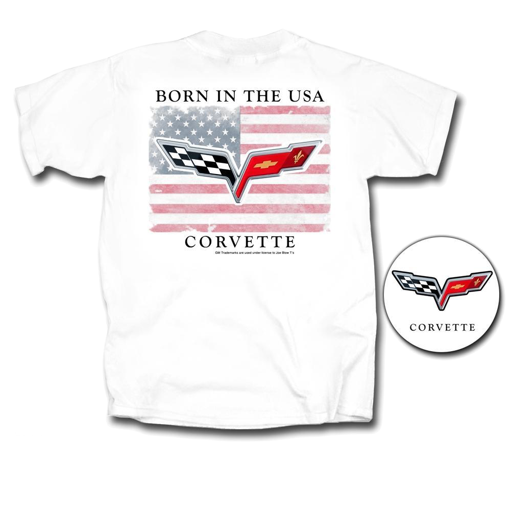 Corvette C6 T-Shirt Corvette C6 Born In The USA Weiß – uscar-world